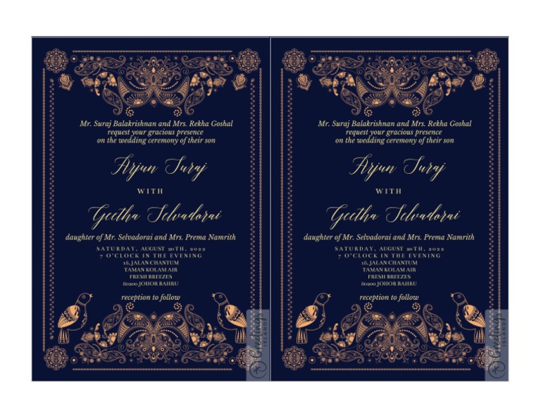 Arjun Weds Geetha Wedding Invitation | PDF