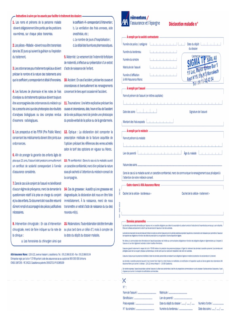 AXA Déclaration Maladie | PDF