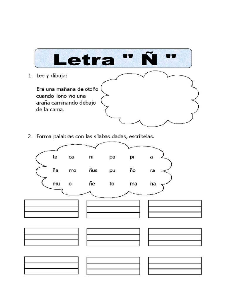 Ficha de La Letra Ñ para Primero de Primaria | PDF