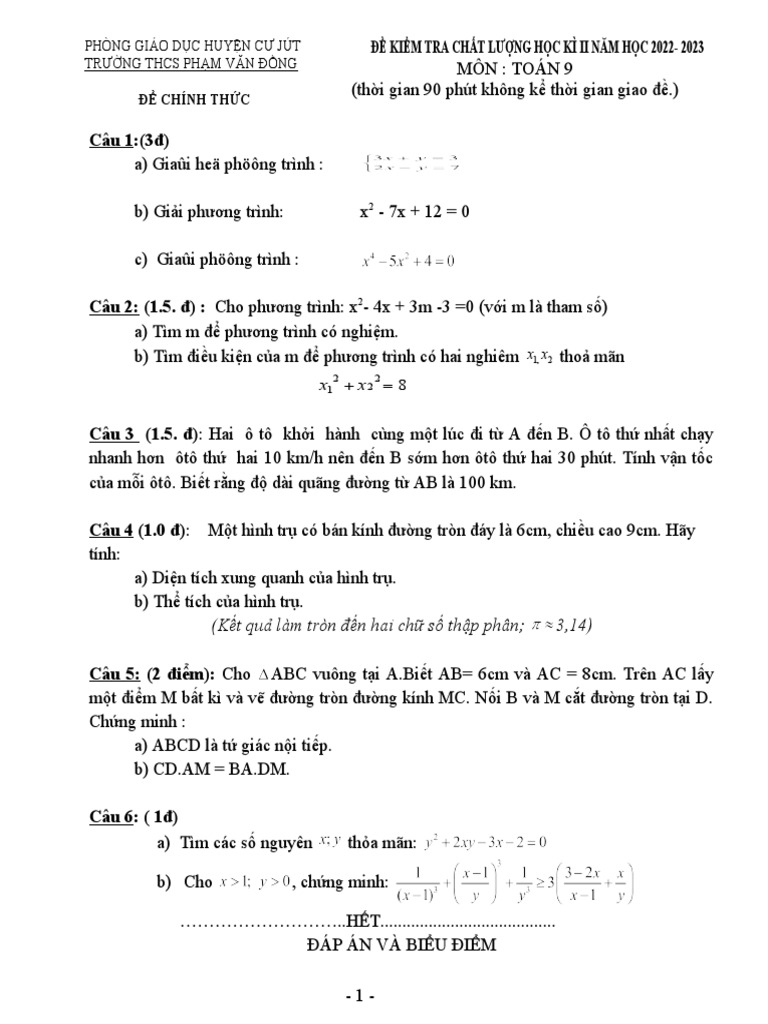 DE THI HKII 2022-2023- PVD | PDF