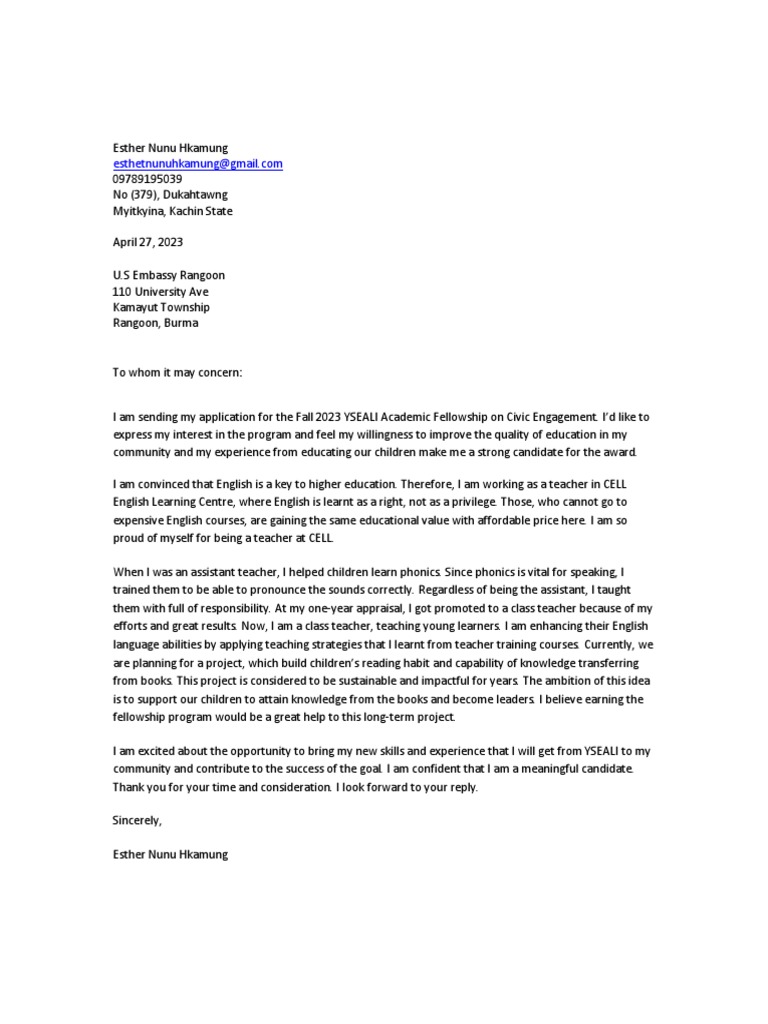 YSEALI Fellowship Application 2023 | PDF