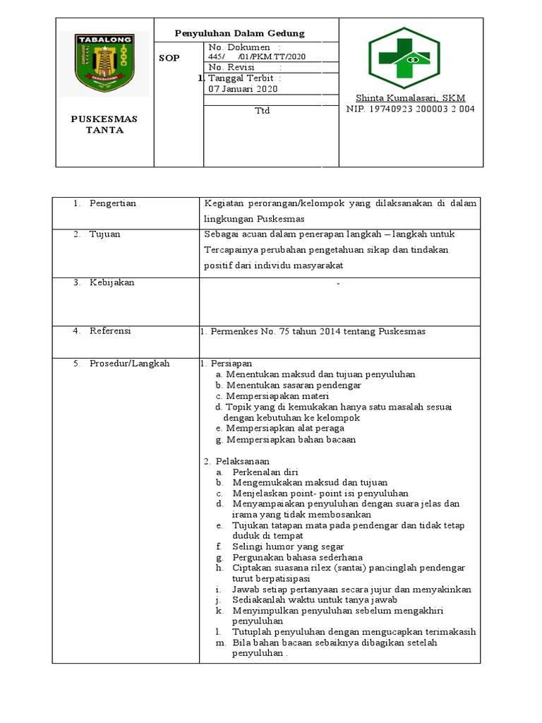 Sop Dalam Gedung 2020 | PDF