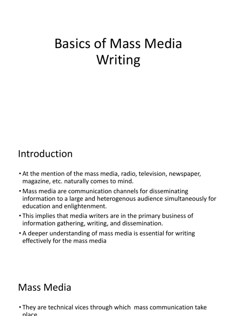 Essentials of Mass Media Writing | PDF | Mass Media | News