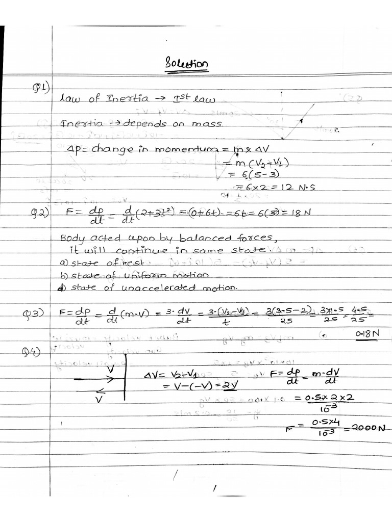 Solution - Laws of Motion (Assignment 1) | PDF