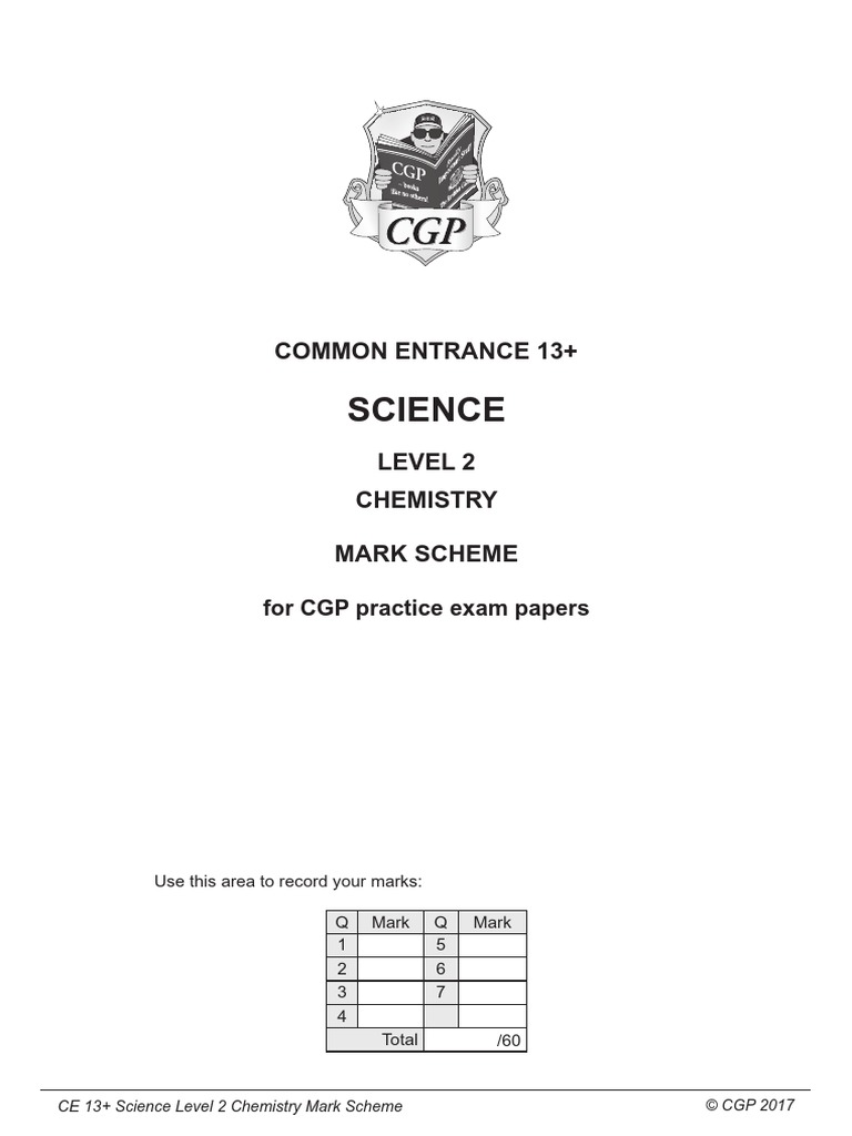 CGP Chemistry L2 Mark Scheme | PDF | Water | Gases