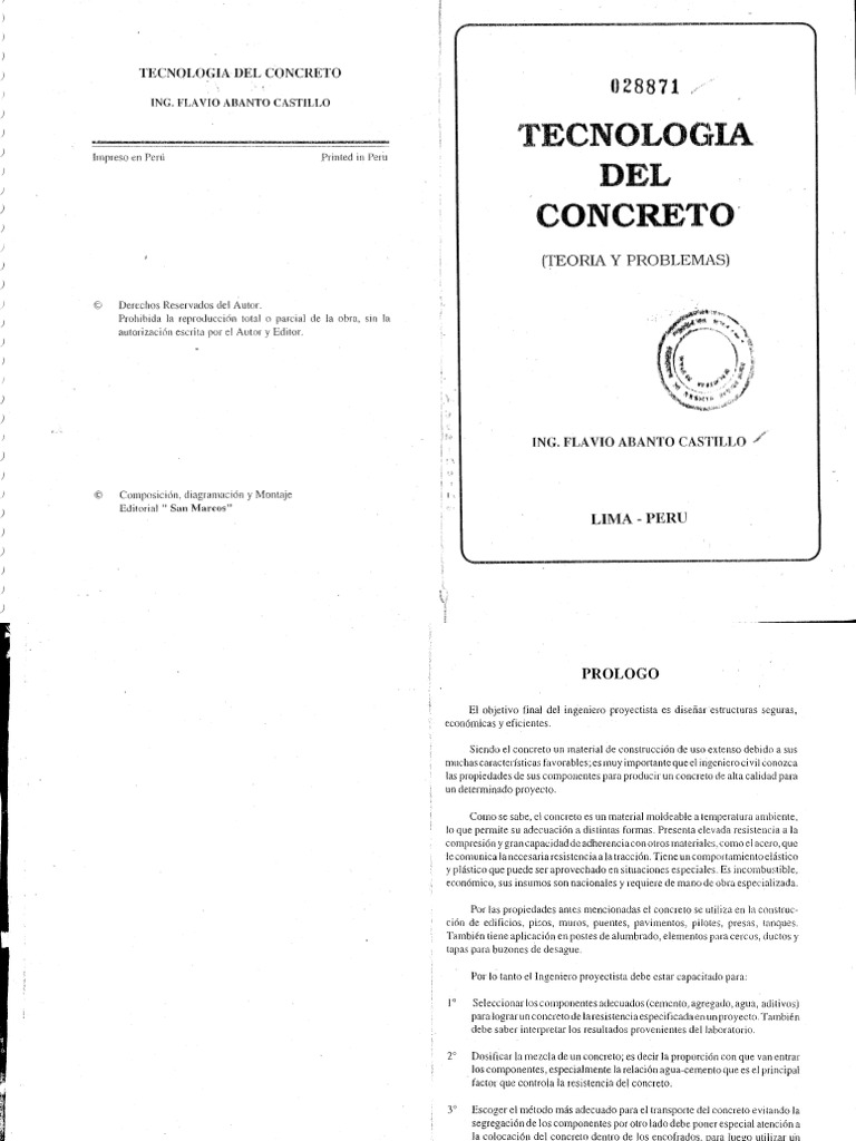 TECNOLOGIA DEL CONCRETO Ing. Flavio Abanto Castillo 1 | PDF