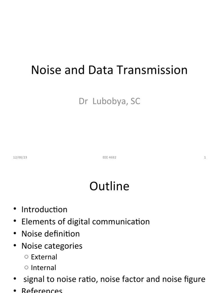 Lecture 2 - Noise in Transmission Channel | PDF | Signal To Noise Ratio | Electromagnetic ...