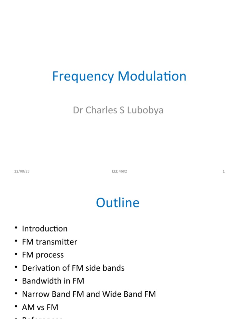 Lecture 4 - EEE 4682 - Frequency Modulation | PDF | Frequency Modulation | Modulation