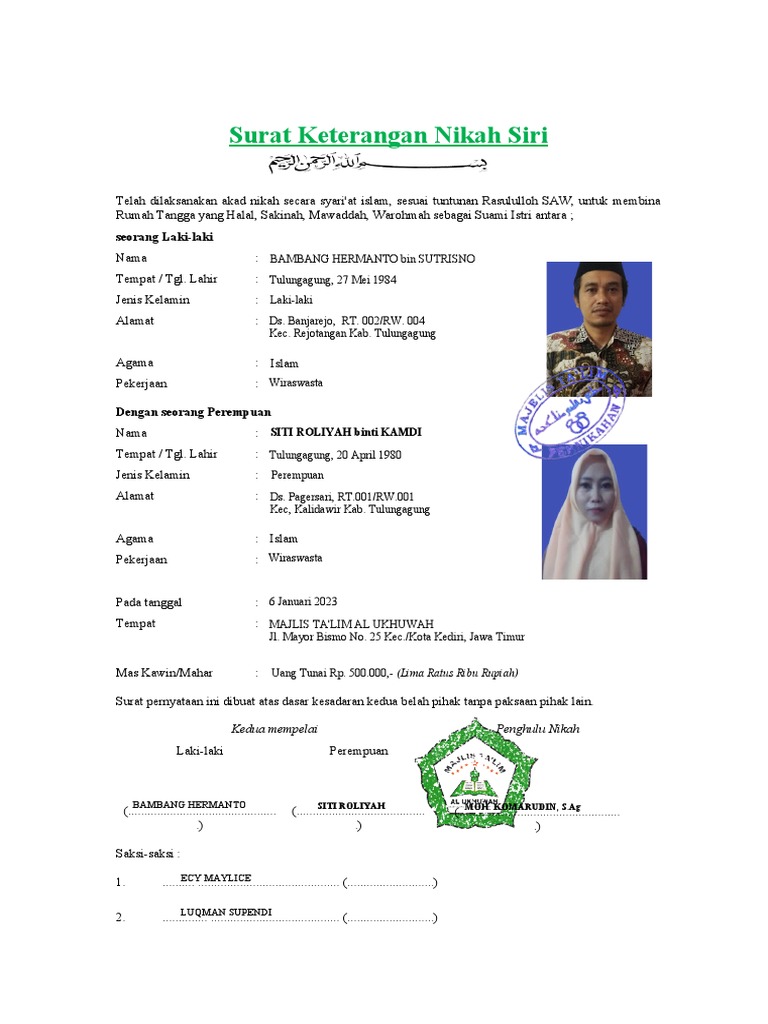 Nikah Siri 2023 | PDF