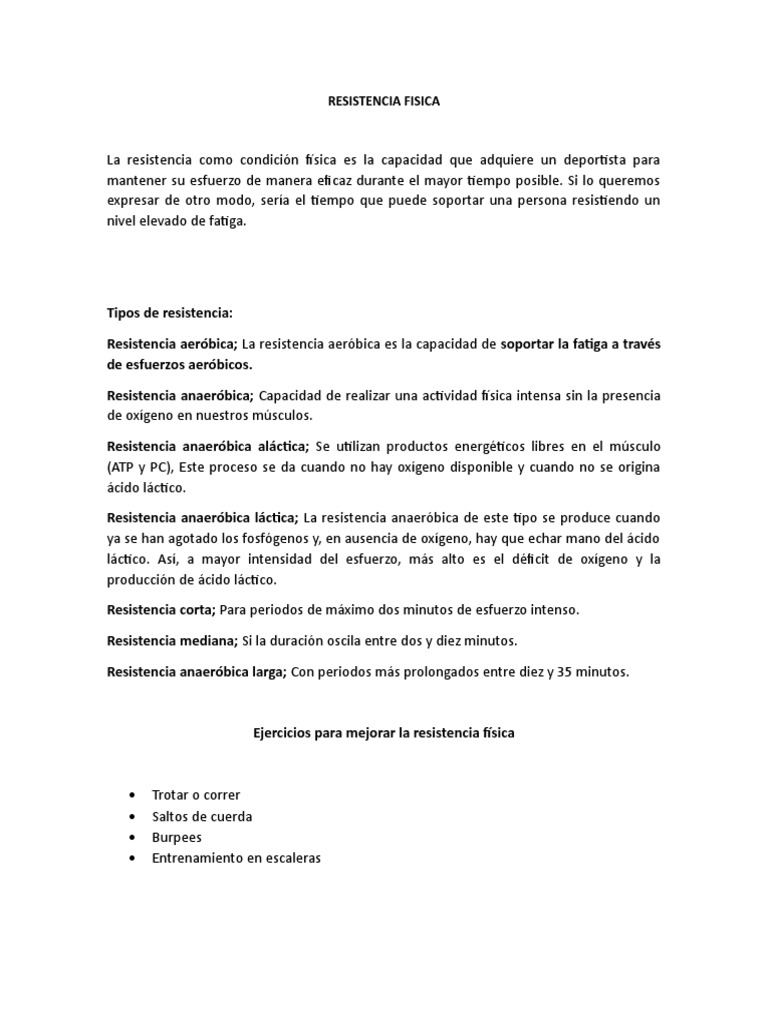 Resistencia Fisica | PDF