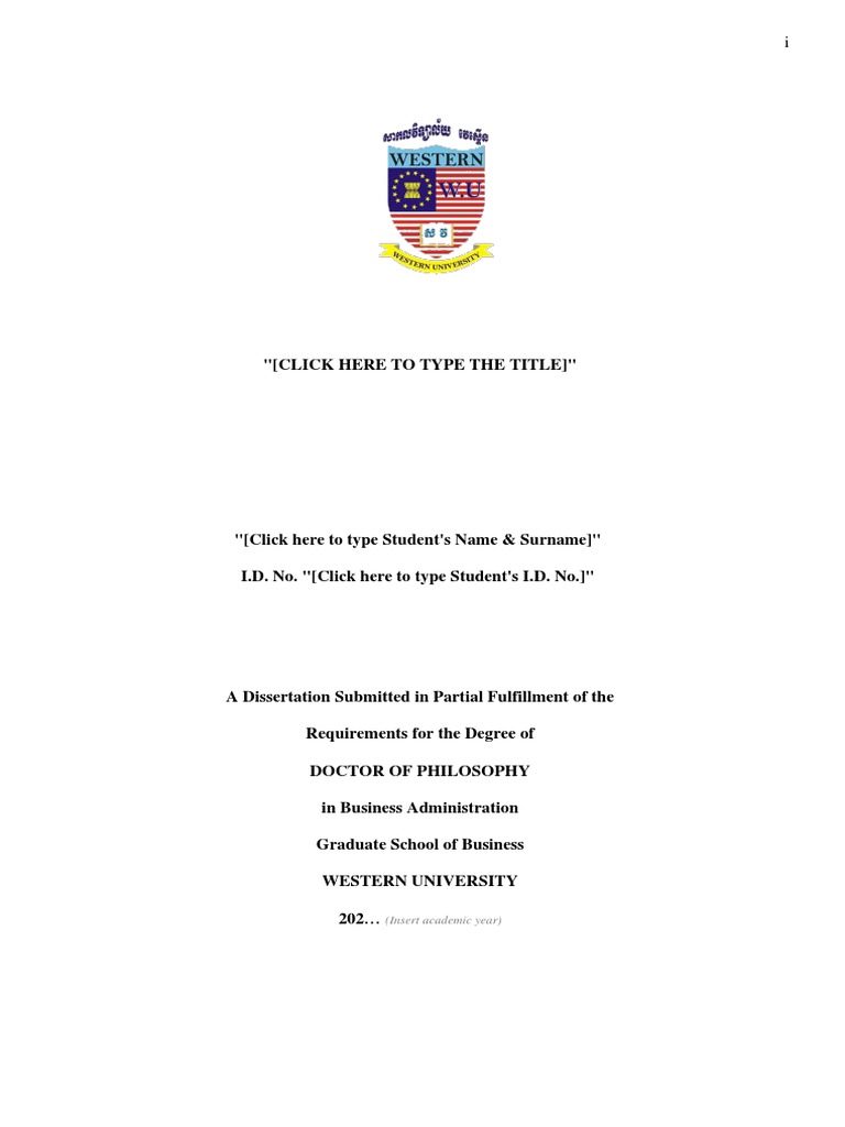 PHD - Thesis Template - Western University 2023 | PDF | Thesis | Times ...