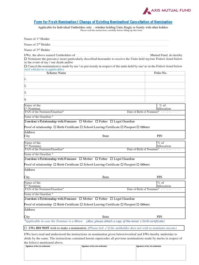 MF-Nomination Form - Axis | PDF