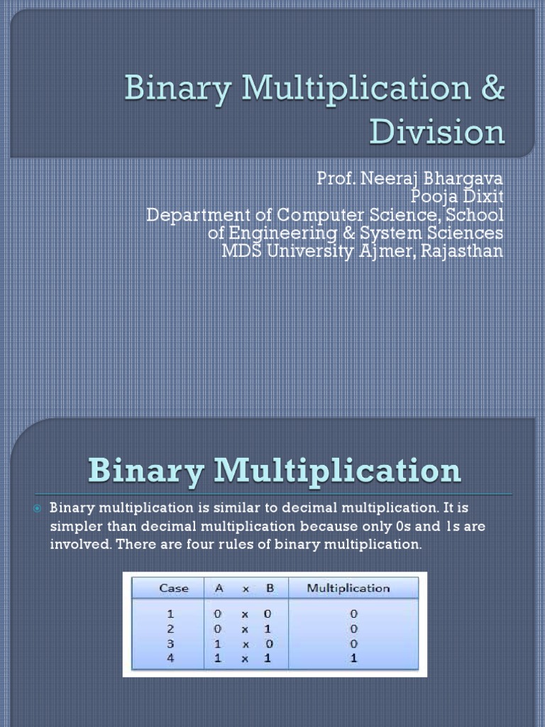 12 Binary Multiplication & Division | PDF | Teaching Methods & Materials
