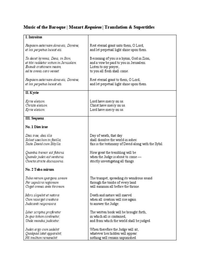 Mozart Requiem Translation | PDF | Christian Worship And Liturgy ...