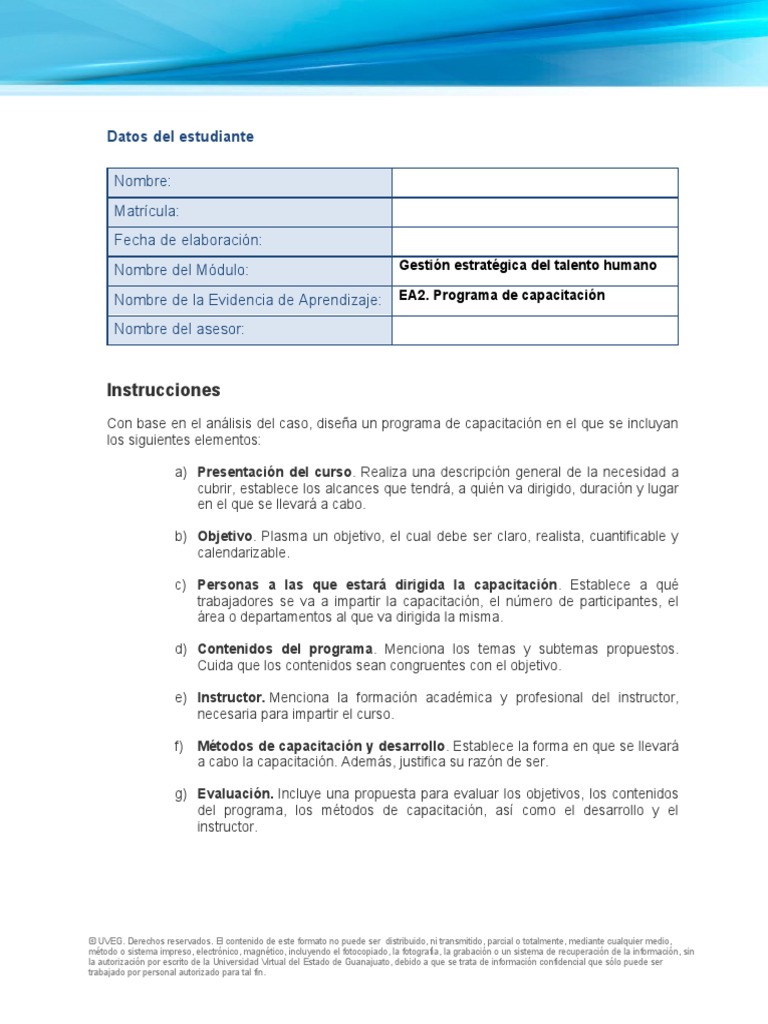 EA2 - Programa de Capacitación | PDF