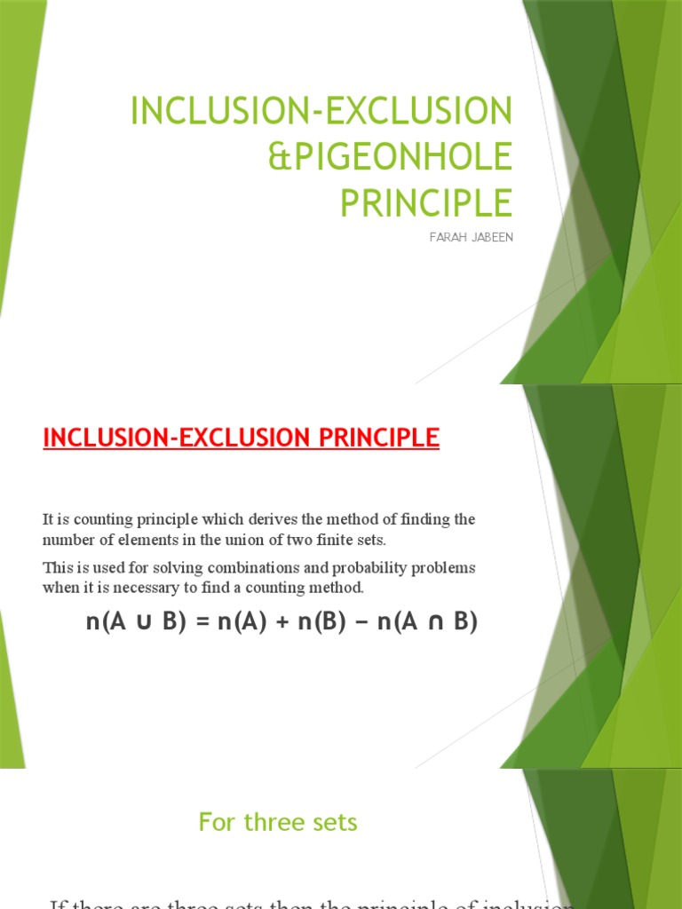 Inclusion - Exclusion Principal | PDF