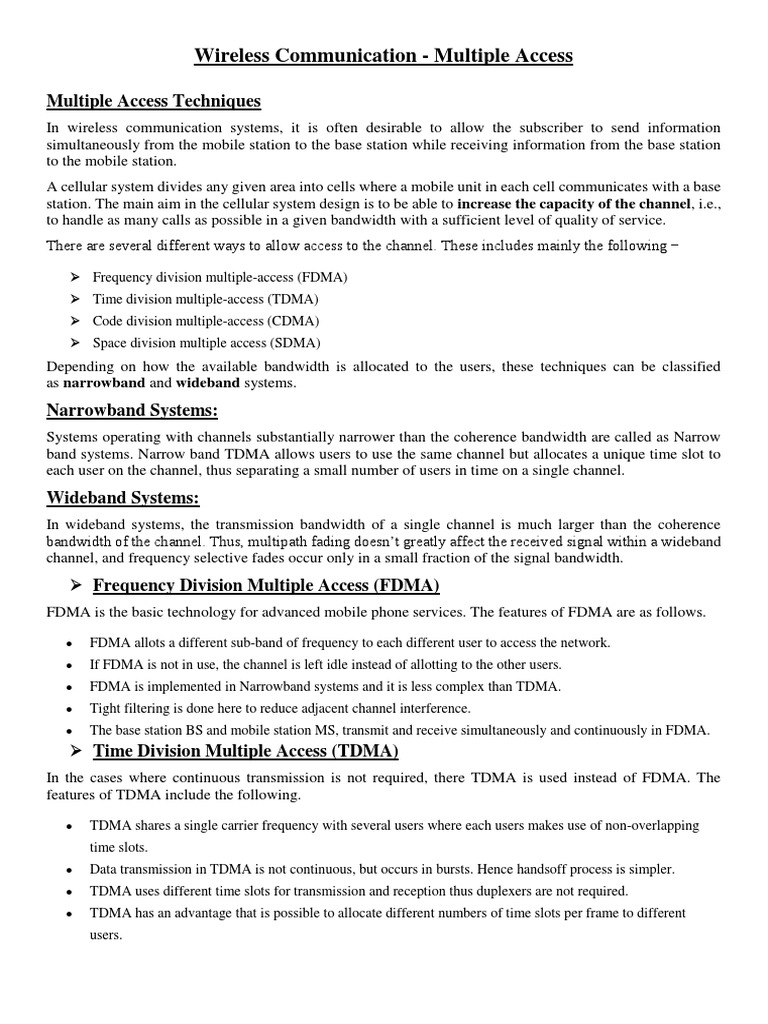 4th Lecture Access Techniques | PDF | Channel Access Method | Cellular Network