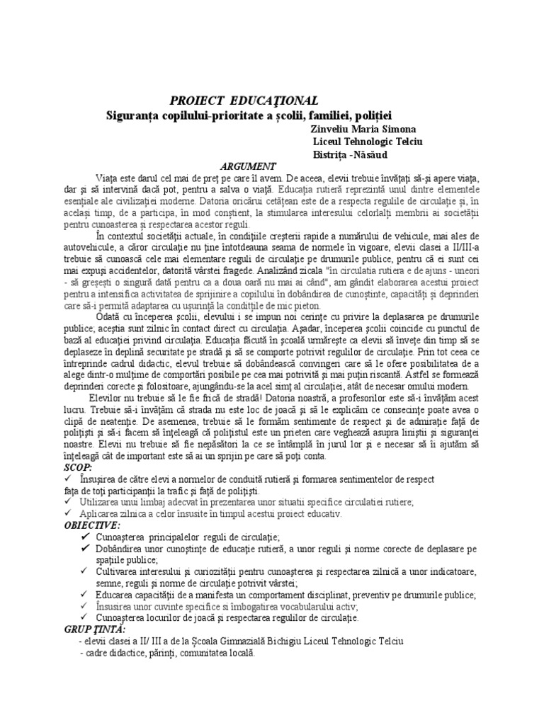 Proiect Educational Politie | PDF