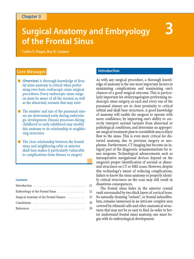 Surgical Anatomy and Embryology of The Frontal Sinus | PDF