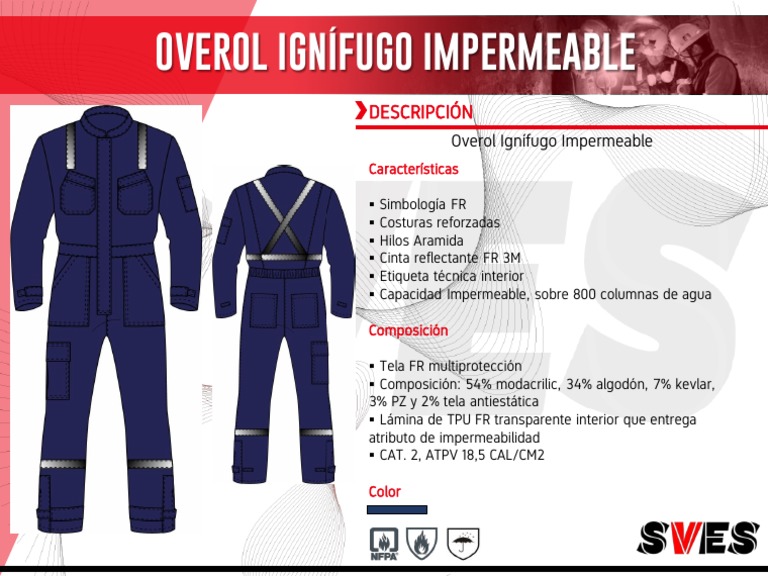FICHA TÉCNICA OVEROL IGNÍFUGO-IMPERMEABLE (1) | PDF