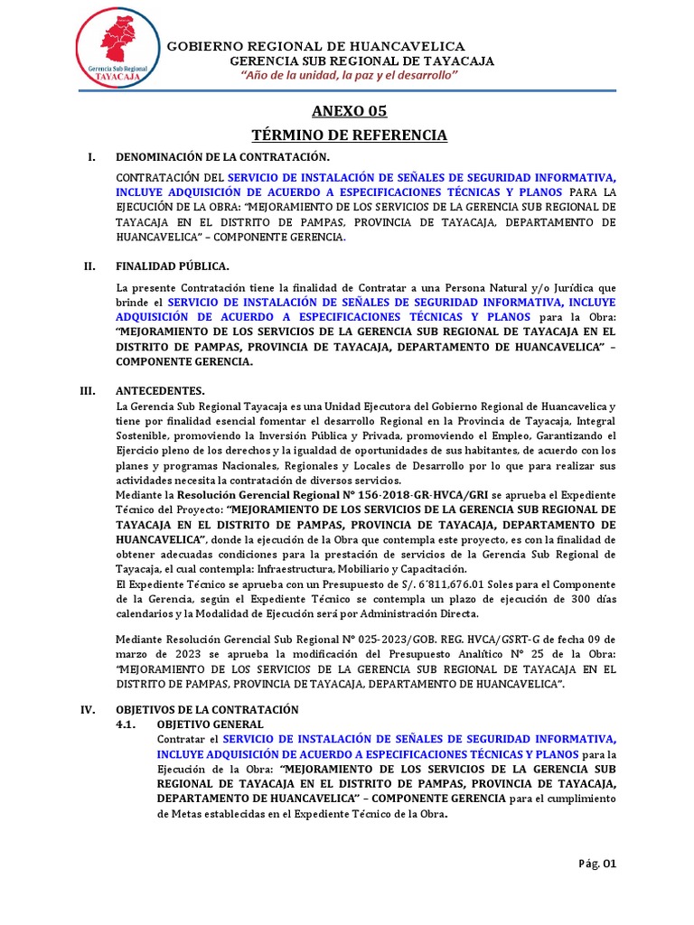 Tdr-Servicio de Señales de Seguridad Informativa | PDF Tdr-Servicio de Señales de Seguridad Informativa | PDF