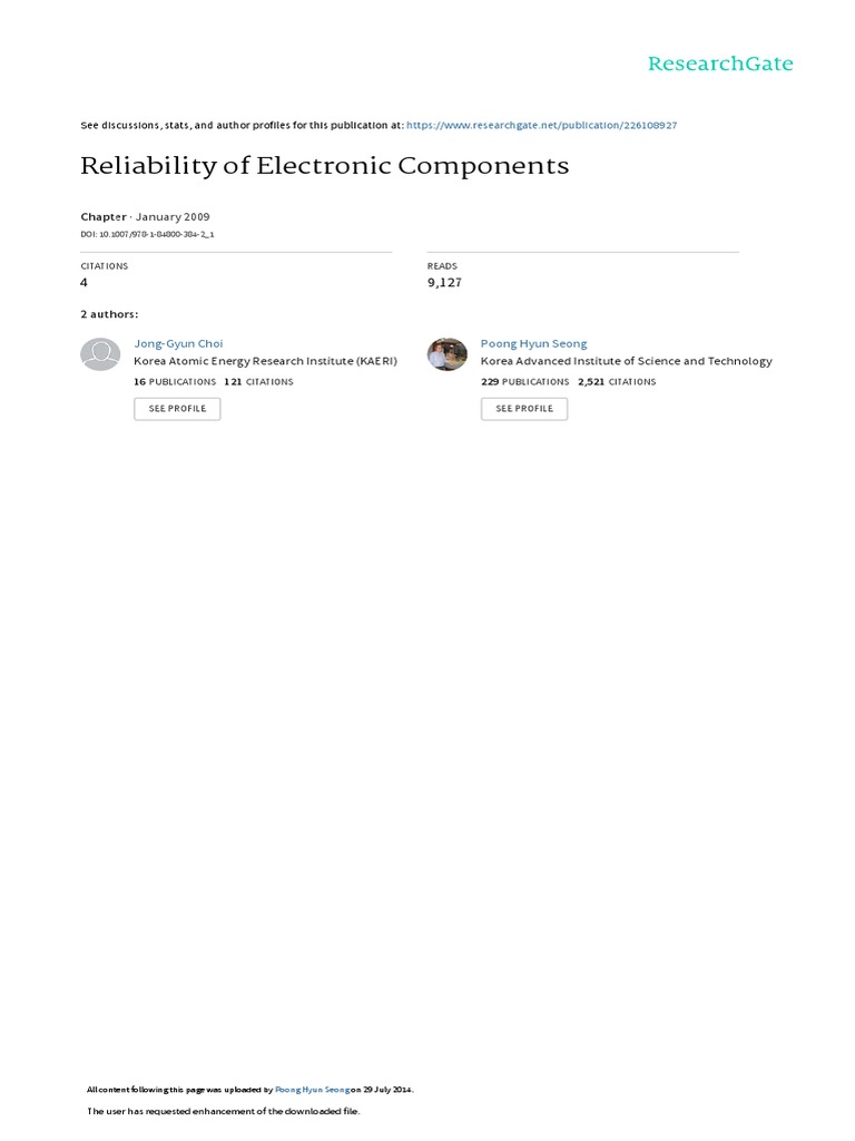 Reliability of Electronic Components | PDF