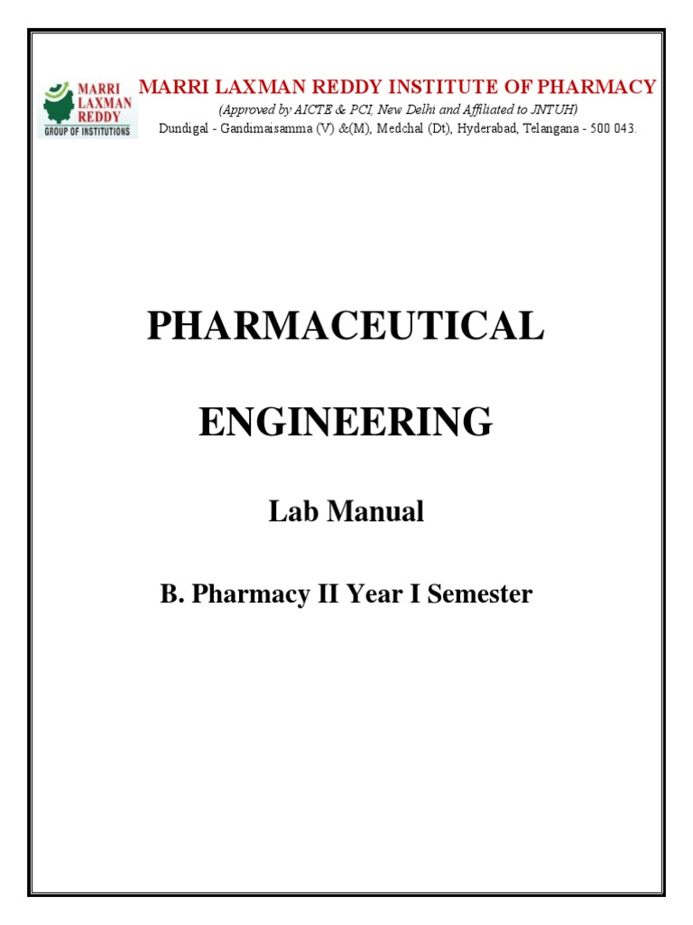 Pharmaceutical Engineering Lab Manual | PDF