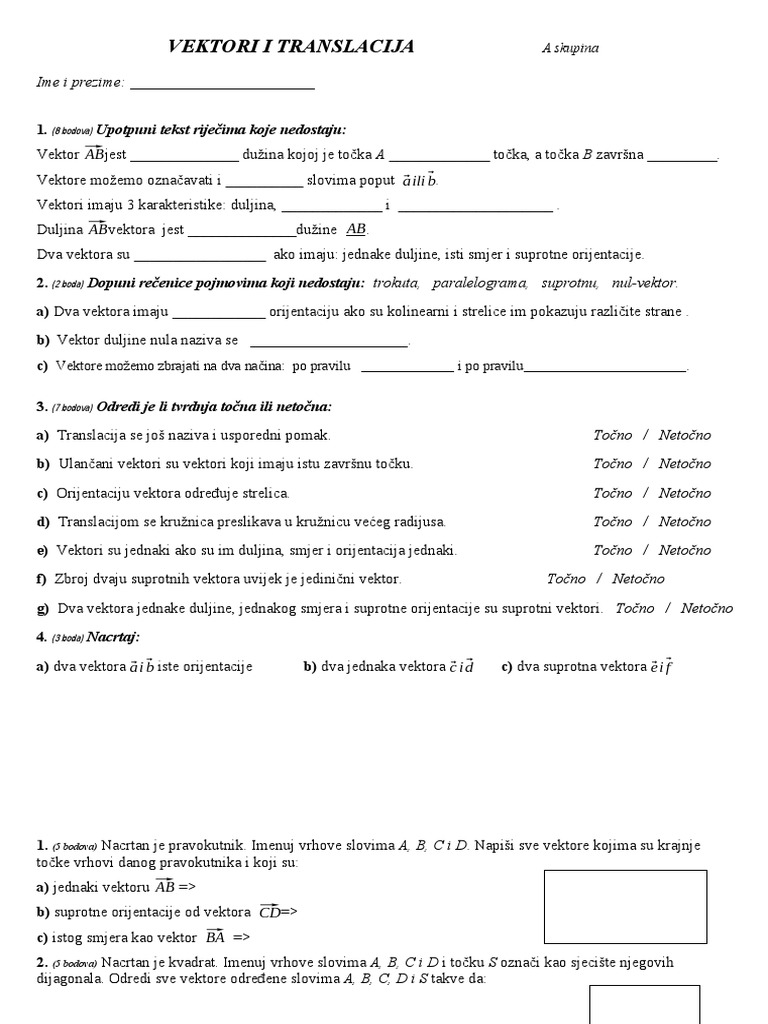 7r 1 Vektori I Translacija | PDF