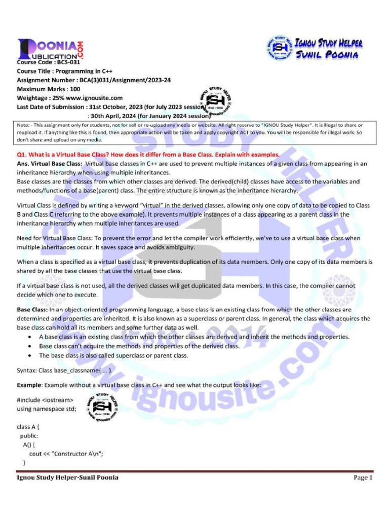 BCS-031 Assignment | PDF