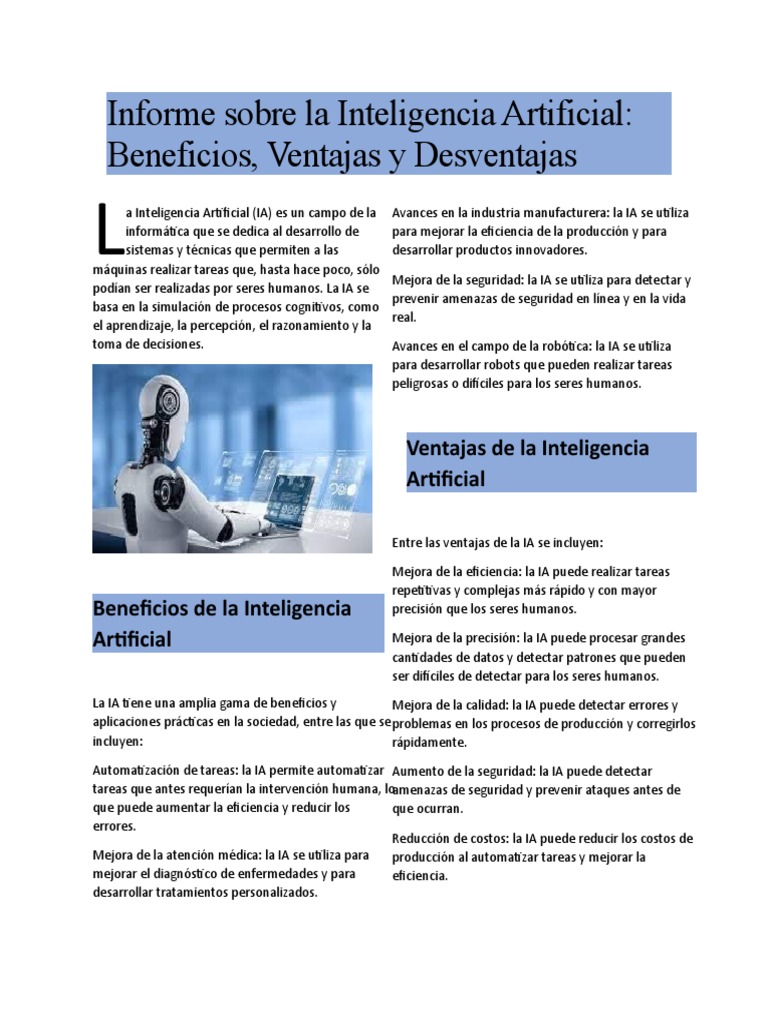 Informe Sobre La Inteligencia Artificial | PDF
