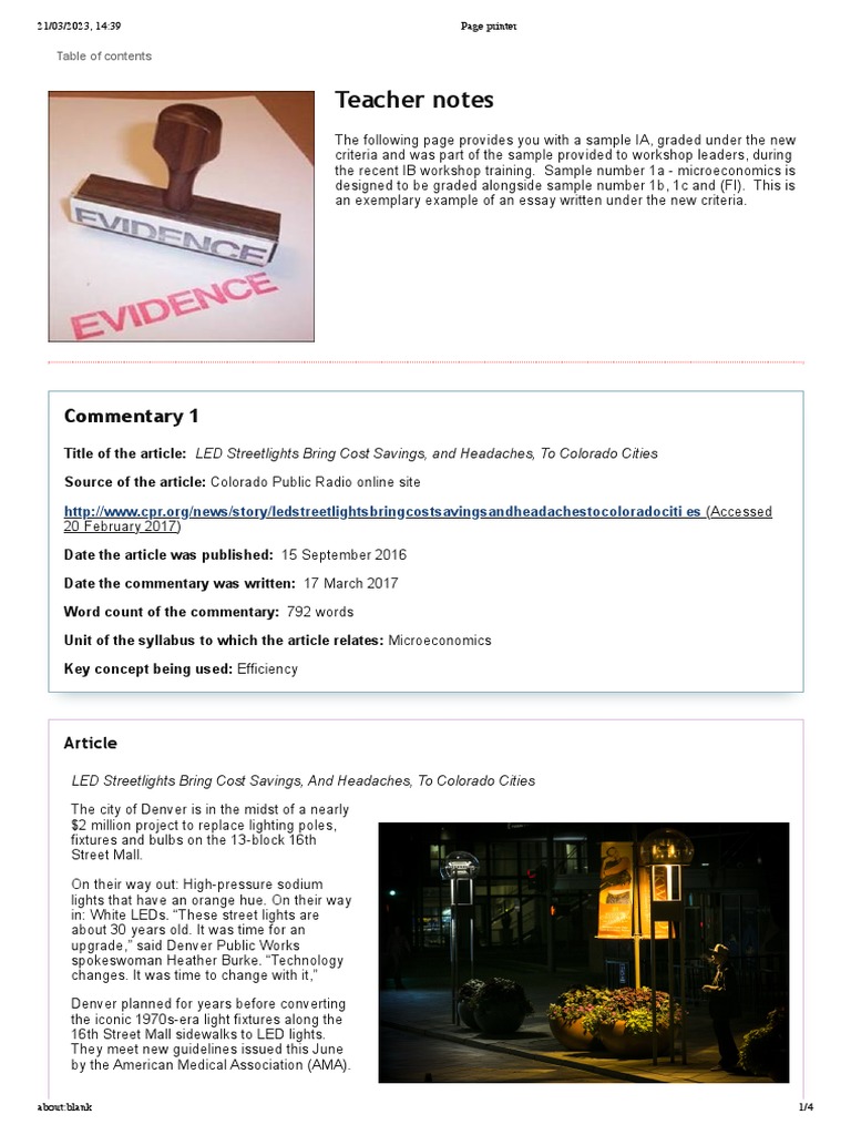 IA Sample | PDF | Externality | Street Light