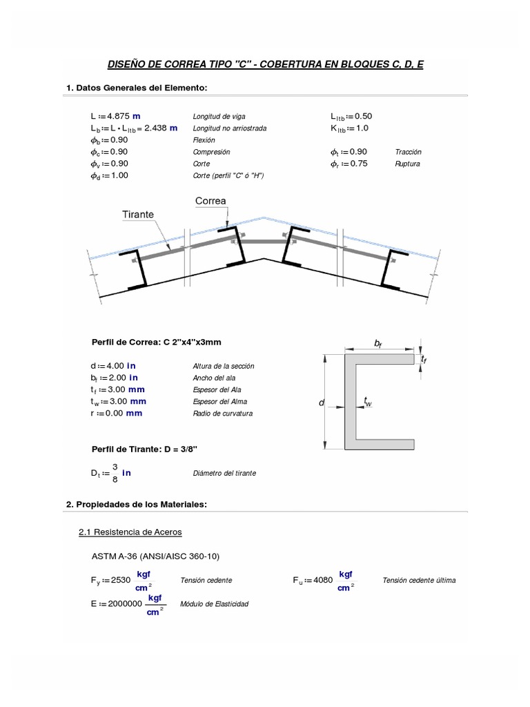 Correa Perfil C | PDF | Pandeo | Elasticidad (Física)