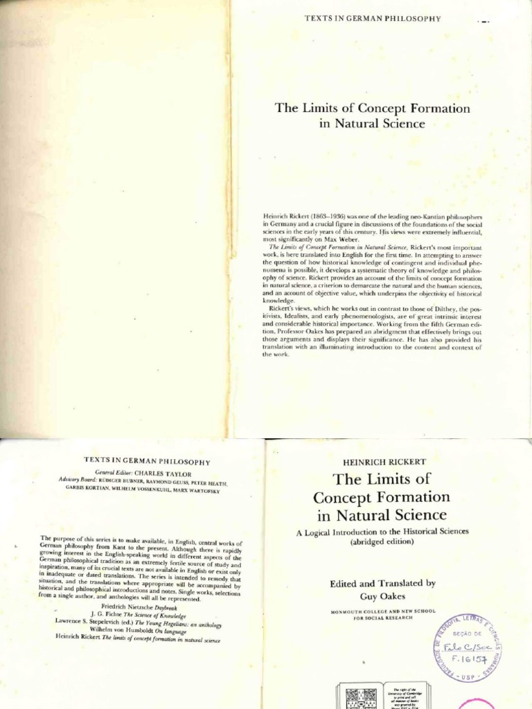 Heinrich Rickert, The Limits of Concept Formation in Natural Science | PDF