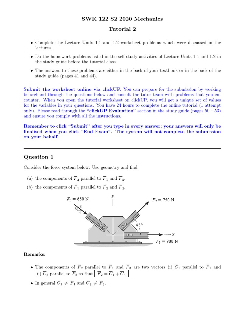 Tutorial Worksheet 2 | Download Free PDF | Force | Physics