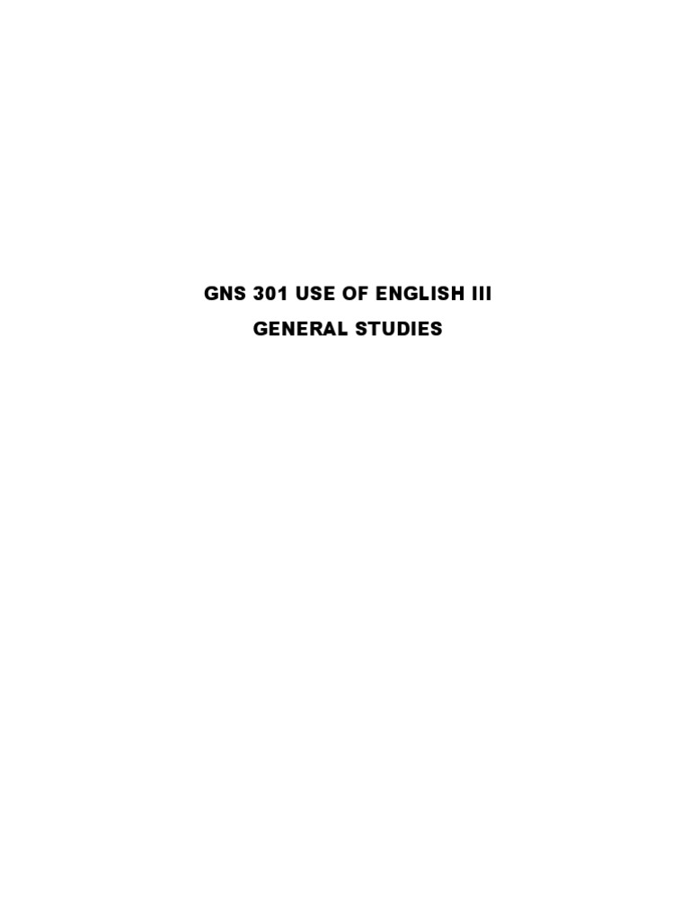 Mubarak Use of English GNS 301 | PDF | Adverb | Verb