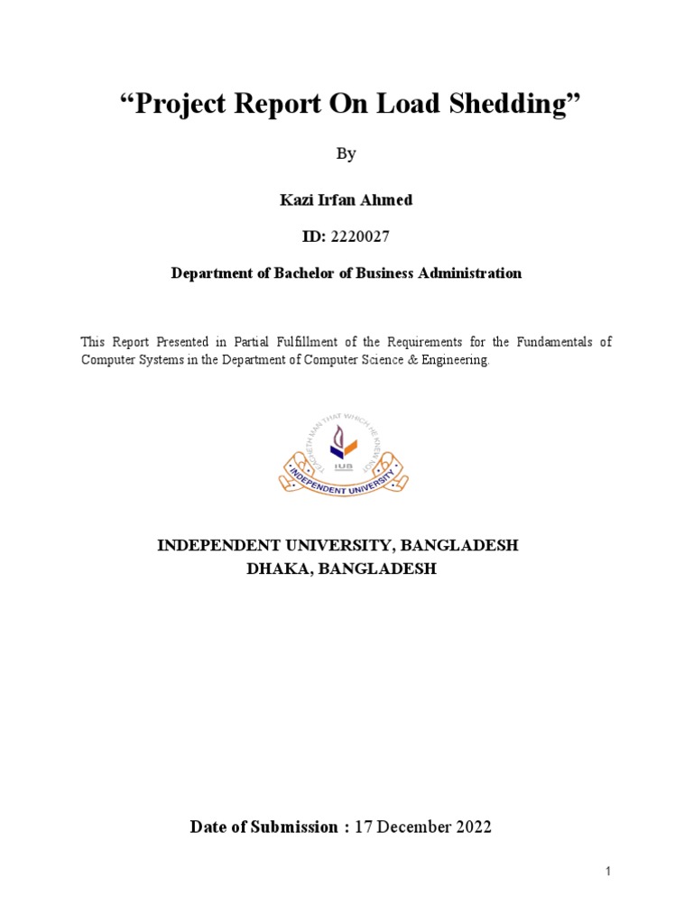 Cis Report (Load Shedding) | PDF