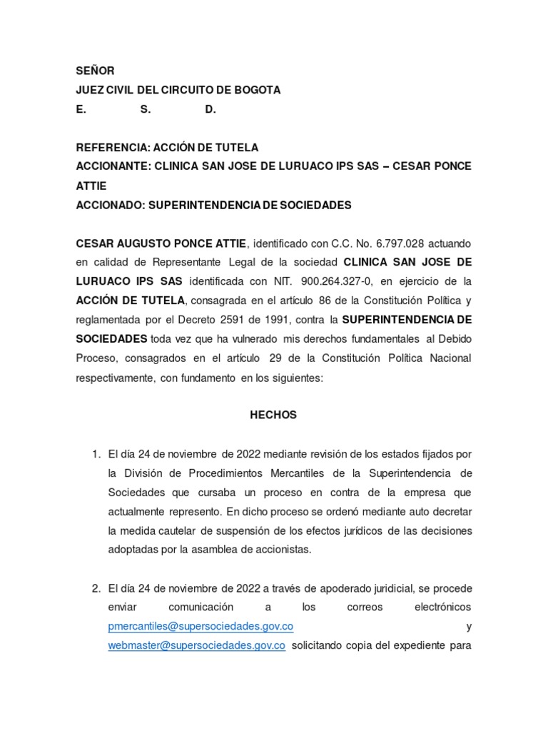 0.0 Tutela Cesar Ponce | PDF