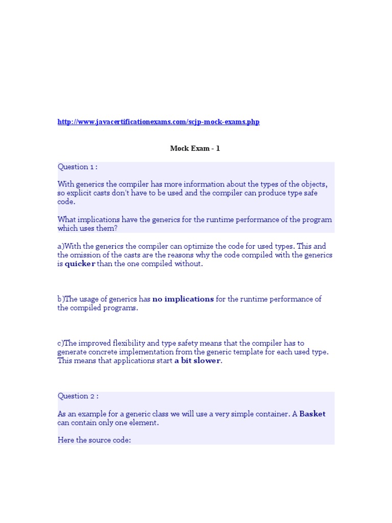 Mock Exam - 1 | PDF | Method (Computer Programming) | Class (Computer ...