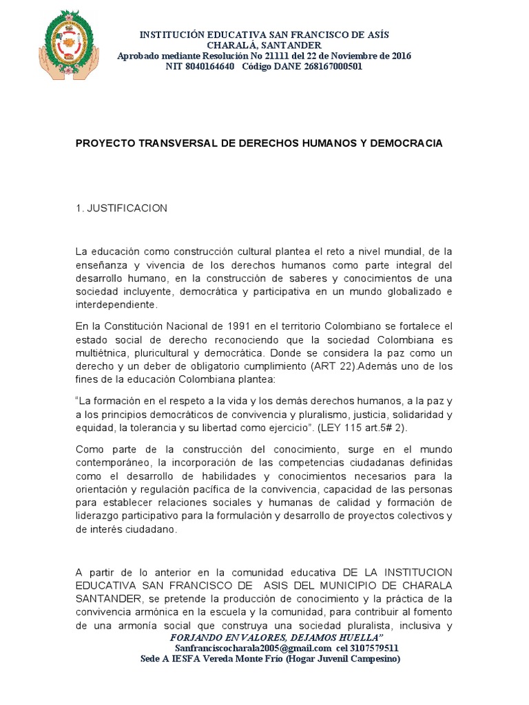 Proyecto Transversal de Derechos Humanos y Democracia | PDF | Democracia | Ideologías políticas
