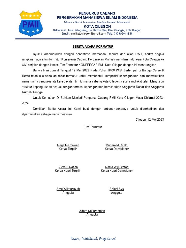 Ba Formatur Pmii CLG | PDF