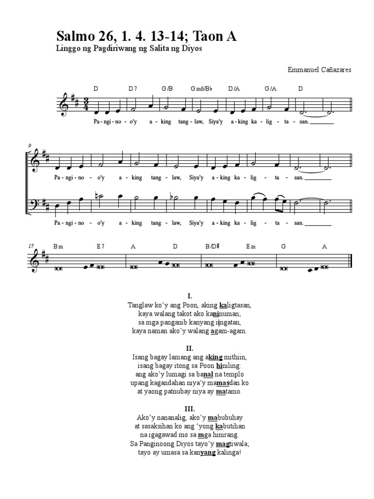 Salmo 26, 1. 4. 13-14 (Sunday of The Word of God) Taon A | PDF