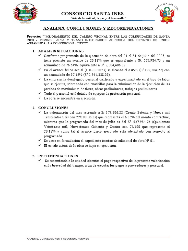 19.analisis, Conclusiones - Recom. | PDF