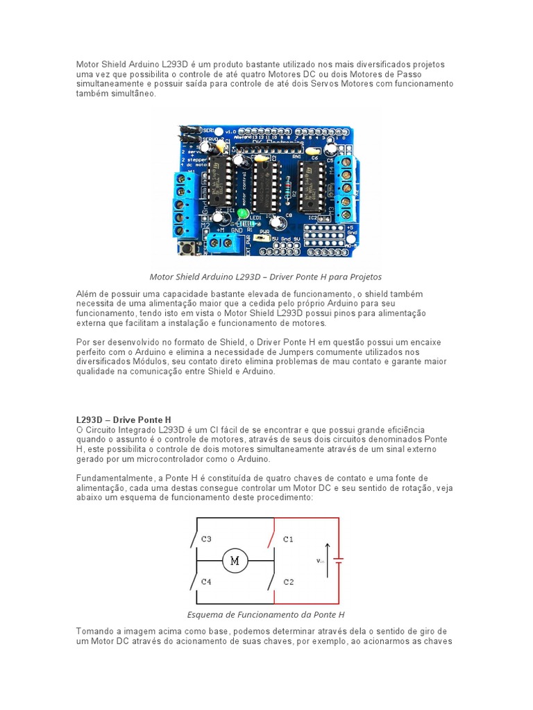 Motor Shield Arduino L293D - Driver Ponte H para Projetos | PDF ...