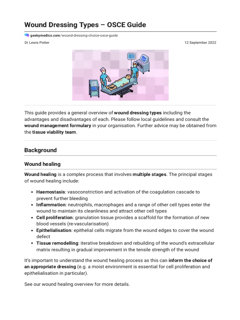 Wound Dressing Types - OSCE Guide - Geeky Medics | PDF | Wound Healing ...