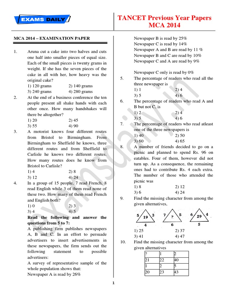 Tancet MCA-2014 | PDF