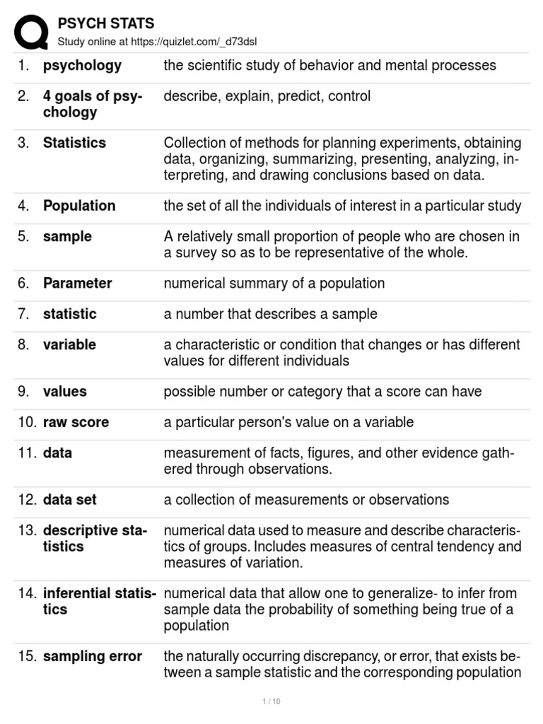 Psych Stats Reviewer | PDF