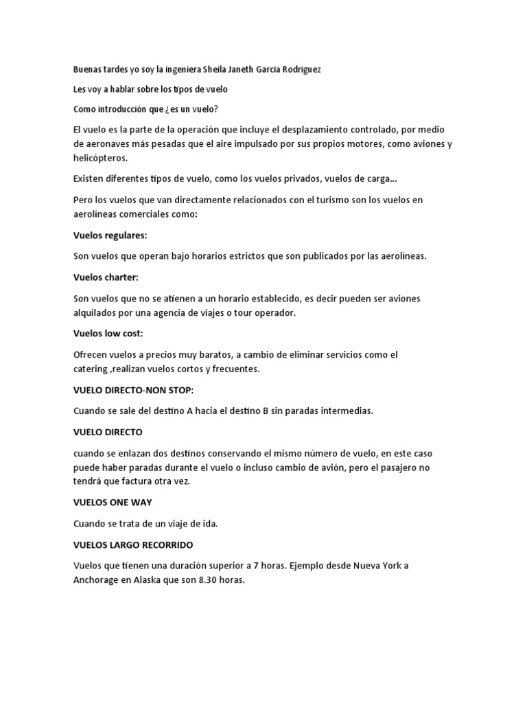Tipos de Vuelos | PDF