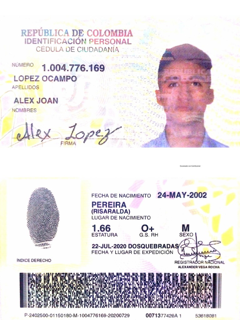 Cedula Ciudadania de Alex Lopez | PDF