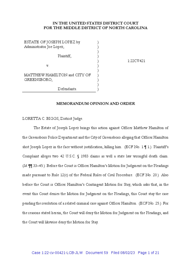 8.2.23. Order On Motion For Judgment On Pleadings and Stay | PDF ...