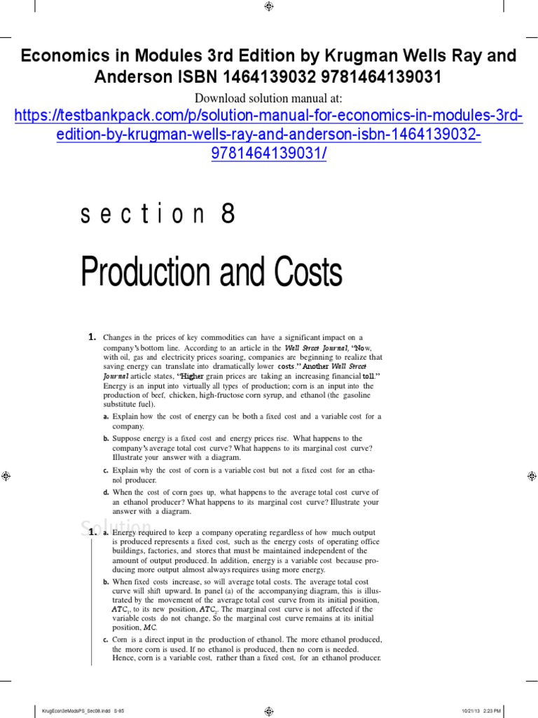 Economics in Modules 3rd Edition Krugman Solutions Manual Download | PDF | Marginal Cost ...